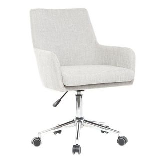 Miliboo Miliboo - Chaise de bureau &agrave; roulettes en tissu gris clair et acier chrom&eacute; shana