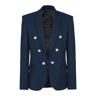 Balmain Homme, Vestes, Bleu, Taille: XS Veste en twill &agrave; 6 boutons