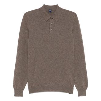 Fedeli Homme, Pulls, Brun, Taille: 4XL Polo de luxe en cachemire