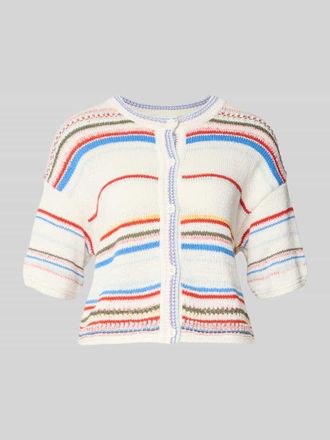 Oui Strickjacke aus Baumwoll-Mix mit 1/2-Arm