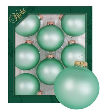 Krebs Glas Lauscha Weihnachtsdekoration/Christbaumschmuck aus Glas - Unifarbende Kugeln Meerjungfrau-Samt - Menge: 8 St&uuml;ck - Farbe: Satin-Hellgr&uuml;n - Gr&ouml;&szlig;e: ca. 7 cm