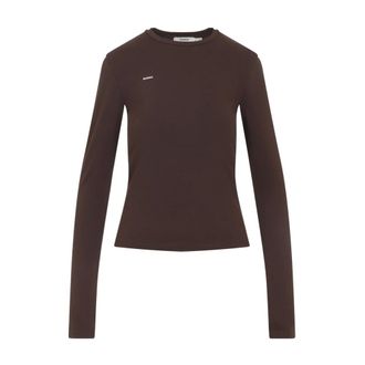 PANGAIA Pangaia, Femme, Tops, Brun, Taille: 36 FR Haut &agrave; Manches Longues en Coton Stretch