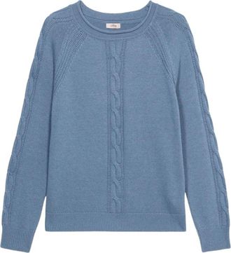 Oltre Femme, Pulls, Bleu, Taille: 38 FR Pull en maille cachemire m&eacute;lang&eacute; &agrave; manches longues