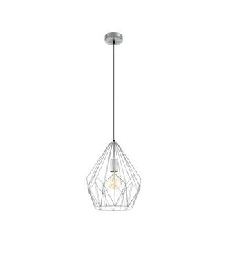 Eglo Pendellampe Carlton, 1 flammige Vintage Pendelleuchte, Retro Hängelampe aus Stahl, Farbe: Silber, Fassung: E27