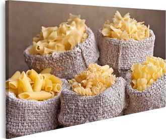 Islandburner Bild auf Leinwand Traditionelle Pasta Sortiment In Jutesäcken Nahaufnahme Wandbild Poster Kunstdruck Bilder