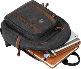 Troop London TRP0255 Sac à dos classique en toile - Noir délavé, Pierre noire délavée, S