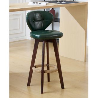 Generic 28 Drehbare Barhocker, 2er-Set - Barstühle aus Kunstleder in Thekenhöhe mit Rückenlehne, Beinen aus Massivholz und Fußstütze for Kücheninsel, Pub, Ess