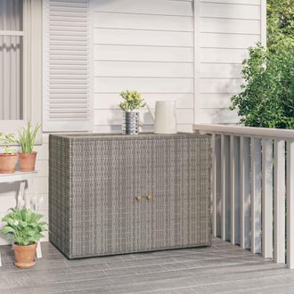 Festnight Gartenschrank Poly Rattan Balkonschrank Outdoor Schrank Terassenschrank Au&szlig;en Aufbewahrungsschrank Universalschrank Mehrzweckschrank Werkzeugschrank G