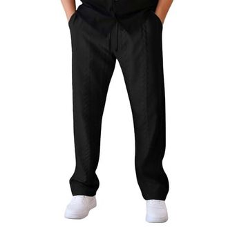 Generic Pantalon tricot&eacute; pour homme, taille &eacute;lastique, cordon de serrage, jambe droite, avec poches, style vintage, baggy, pantalon de jogging Y2K, streetwear