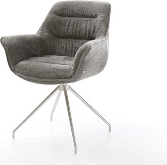 DELIFE Esszimmerstuhl Kaira-Flex Boucl&eacute; Soft Schlamm Kreuzgestell konisch Edelstahl, Esszimmerst&uuml;hle