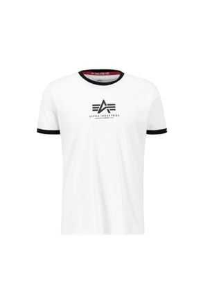 Alpha Industries Herren Basic T Contrast ML T-Shirt, White, S