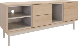 Selsey Tv Schrank - Modernes Tv Board F&uuml;r Wohnzimmer, 138 cm, Lindberg-Eiche & Kaschmir, Stauraum Mit Schrank, 2 Schubladen, 3 F&auml;cher, Hochwertiges Laminat, 