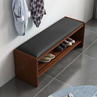 Generic Schuhbank Aus Holz Mit Sitzkissen - 2-stufiges Lagerregal for Den Eingangsbereich, for Flure Und Kleine Räume(Walnut Black,60 x 30 x 40 cm)
