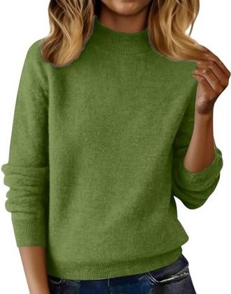 Generic Pull en cachemire pour femme - Pull semi-col roul&eacute; pour lautomne et lhiver - Pull ample chaud &agrave; manches longues - Pull de couleur unie avec une chemis