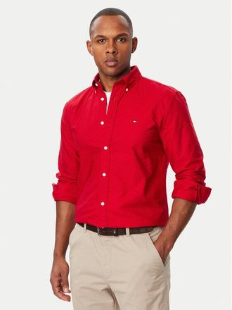 Tommy Hilfiger Hemd Solid Heritage MW0MW35774 Dunkelrot Regular Fit