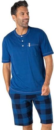 Eminence Pyjama Court Homme Camper- Jersey 100% Coton Peign&eacute; - T-Shirt Manches Courtes Col T + Short 2 Poches - Label Oeko-TEX Standard 100