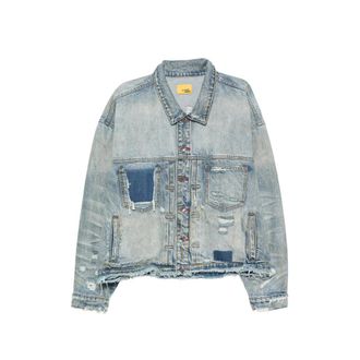 Diet Starts Monday Distressed Patchwork Denim Jacket