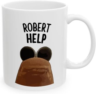 Generic Marcus The Worm Robert Help Meme Tasse, lustige Surreale Internet-Humor-Kaffeetasse Weirdcore Brainrot Geschenk f&uuml;r Meme Liebhaber