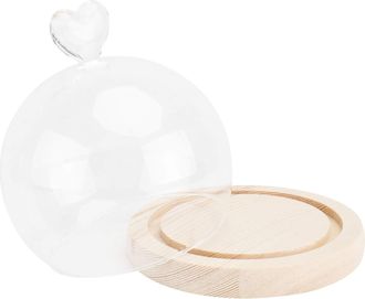 Amosfun 1 Set Tortenständer Glocke Tortenplatte mit Deckel Glas Holz Tortenplatte Tortenglocke Kuchenglocke Käseglocke für Zuhause Picknick Weihnachten Party 