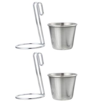 BESPORTBLE 2 St&uuml;ck Saucenbecher aus Edelstahl Rostfrei Hitzebest&auml;ndig mit Ausguss Vielseitig f&uuml;r Grillabende und Picknick