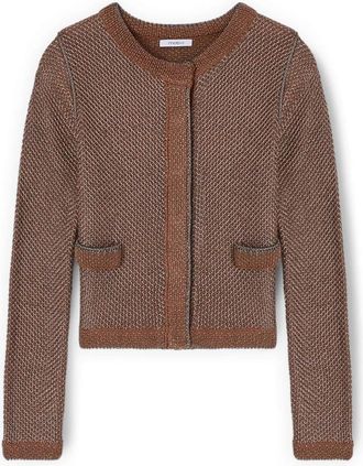 Motivi Femme, Pulls, Brun, Taille: 36 FR Cardigan Tricot&eacute; en Fil Lurex Mixte