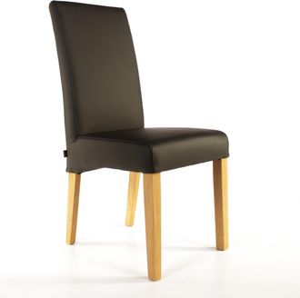 SIX Echt-Lederstuhl Massiv mit Nosag Federn Komfort Latexgurte Design Esszimmerstuhl Bambi Vollbezogen-Rindsleder Holzgestell Vollverleimt 150kg Belastbar