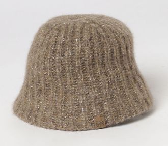 Brunello Cucinelli Chapeau cloche en cachemire m&eacute;lang&eacute; c&ocirc;tel&eacute; avec sequins