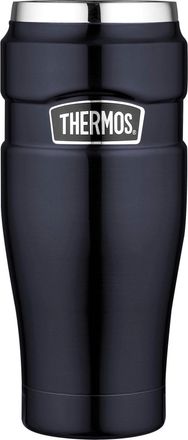 Thermos Thermobecher Stainless King, Dunkelblau, Metall, Kunststoff, 0,47 L, BPA-frei, doppelwandig, schlag- und bruchfest, abnehmbarer Deckel