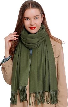 DonDon &Eacute;charpe femme hiver chaud et douce Ch&acirc;le Etole Foulard 185 x 65 cm - vert fonc&eacute;