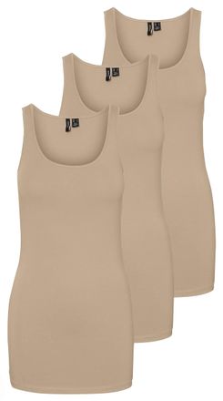 Vero Moda Damen VMMAXI My Soft Long Tank TOP GA 3P 10229554, Beige (3X Nomad), XS