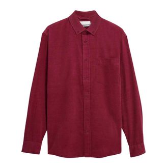 Armedangels Chemise Manches Longues en Velours C&ocirc;tel&eacute; - Homme - Chemises - Rouge - Taille: L