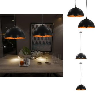 vidaXL Deckenleuchten 2 Stk. Schwarz und Gold Halbkugelf&ouml;rmig 40cm E27 - Dekorleuchten - Wandlampen - Wohnzimmer Deko - Schlafzimmer Beleuchtung - Metall