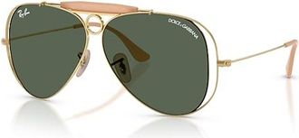 Ray-Ban The Shooter By Dolce&gabbana Sonnenbrillen Arista Gold Fassung Gr&uuml;n Glas 58-09