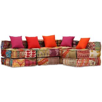 vidaXL Vidaxl - Pouf modulaire &agrave; 4 places Patchwork Tissu
