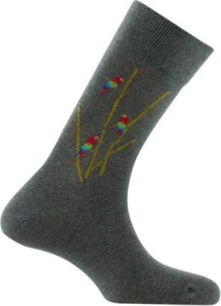Kindy Mi-chaussettes en coton motif Perroquets MADE IN FRANCE - couleur - Gris - Pointure - 39-42