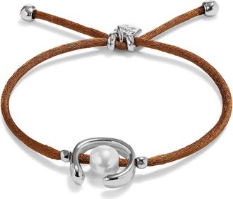 Uno De 50 UNO de 50 Braunes Armband mit Muschelperle, versilbert mit Sterlingsilber., Mediano, Silber, Kein Edelstein