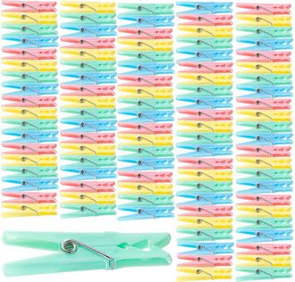 Pearl Wäscheklammern Plastik: Bunte Wäscheklammern aus Kunststoff, 100 Stück in 4 Farben, 7 cm (für Wäscheständer, für Camping, Wäscheleine)