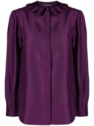 Alberta Ferretti Seidenhemd mit R&uuml;schenkragen - Violett
