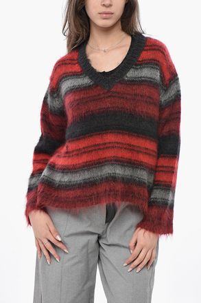 Dior Asymmetrischer gestreifter Mohairmischpullover Dior