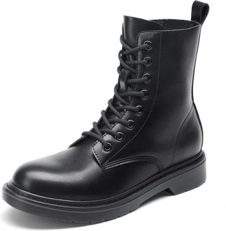 Dream Pairs Damenschuhe Damenstiefel Schnürstiefeletten Combat Boots Herbststiefel Winterstiefel, Size 40.5, Schwarz-Pu, DWUMAB2539