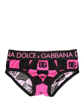 Dolce & Gabbana Mens Black Pink Logo Cotton Brando Brief Underwear Elastane Clothing
