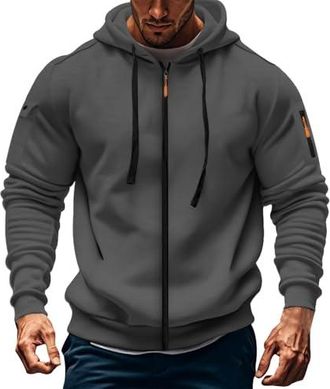 Generic Sweat Homme sans Capuche,Hommes Automne Hiver Poche Pull Multicolore Zip Casual Ceinture doubl&eacute;e Chaude Veste Top Couleur Unie Casual Oversize Running