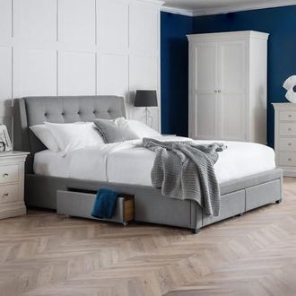 Julian Bowen Fullerton Bett mit 4 Schubladen, grau, Doppelbett