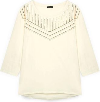 Fiorella Rubino Femme, Tops, Blanc, Taille: 42 FR T-shirt en coton avec sequins