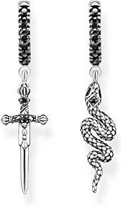 Thomas Sabo CR713-643-11 Boucles doreilles serpent et épée pour femme en argent sterling 925 noirci avec zircone, taille : 35 x 8 mm, CR713-643-11, 35x8 mm, Argen