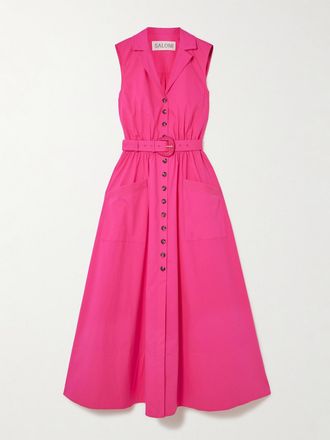 Saloni Kirat Midi-hemdblusenkleid Aus Einer Baumwollmischung Mit G&uuml;rtel - Pink