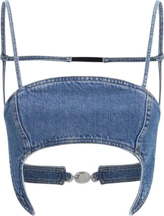 Marine Serre Femme, Tops, Bleu, Taille: 36 FR Denim Bra Top