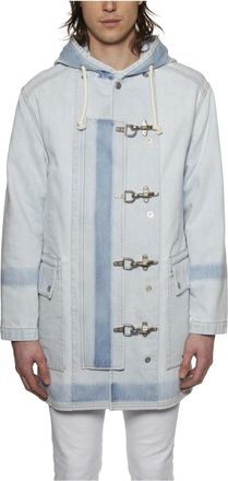 Maison Margiela Homme, Manteaux, Bleu, Taille: S Parka &agrave; capuche en denim d&eacute;lav&eacute; et us&eacute;