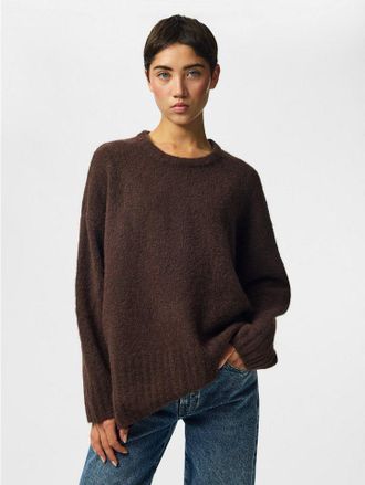 Pieces Strickpullover PCTINA LS O-NECK KNIT NOOS Materialmix