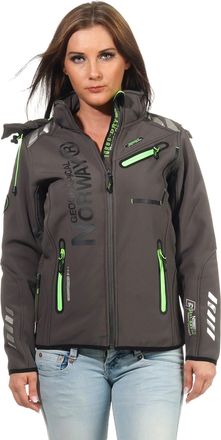 Geographical Norway Damen Softshell Jacke G-ROSE - GRAU / GR&Uuml;N - XL/4
